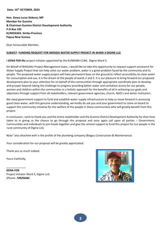 MOSIDA Water Supply Project . Elias Elwai Williams | PDF