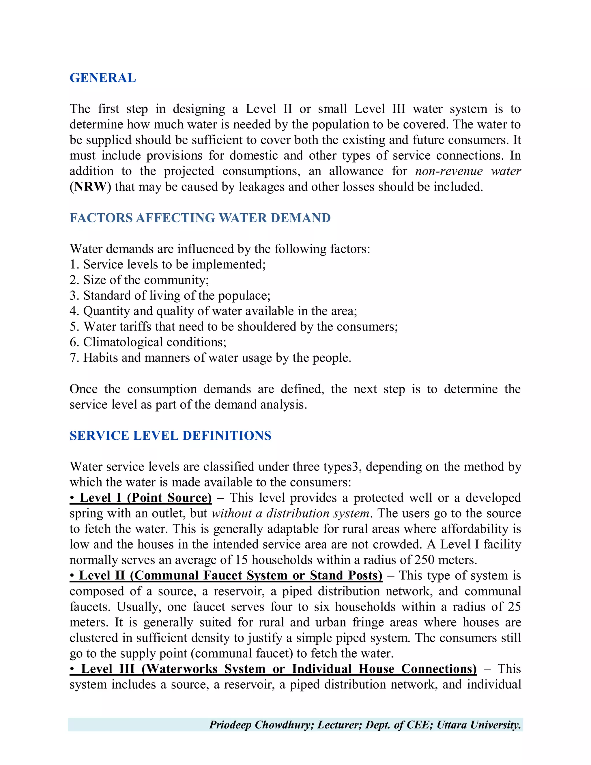 Water supply and pipe network | PDF