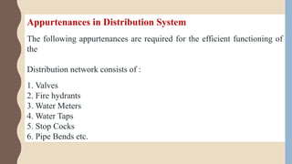 Water Supply Appurtenances used in water distribution system | PPTX