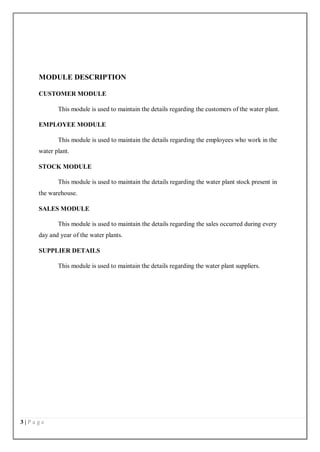 WATER SUPPLY MANAGEMENT SYSTEM PROJECT REPORT | PDF