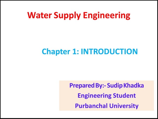 Water supply Engineering Notes by Sudip Khadka.pdf | Chemistry | Science