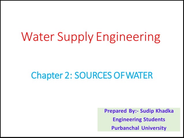 Water supply Engineering Notes by Sudip Khadka.pdf | Chemistry | Science