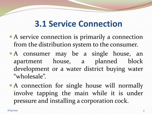 Water supply system (distribution system and house water plumbing ...