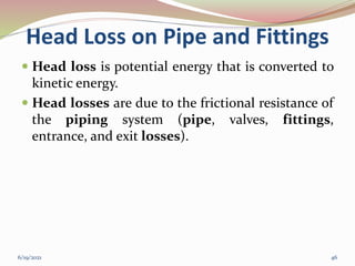 Water supply system (distribution system and house water plumbing) | PPTX
