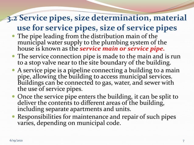 Water supply system (distribution system and house water plumbing ...