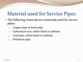 Water supply system (distribution system and house water plumbing) | PPTX
