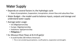 Water supply, use, pollution and treatments | PPTX