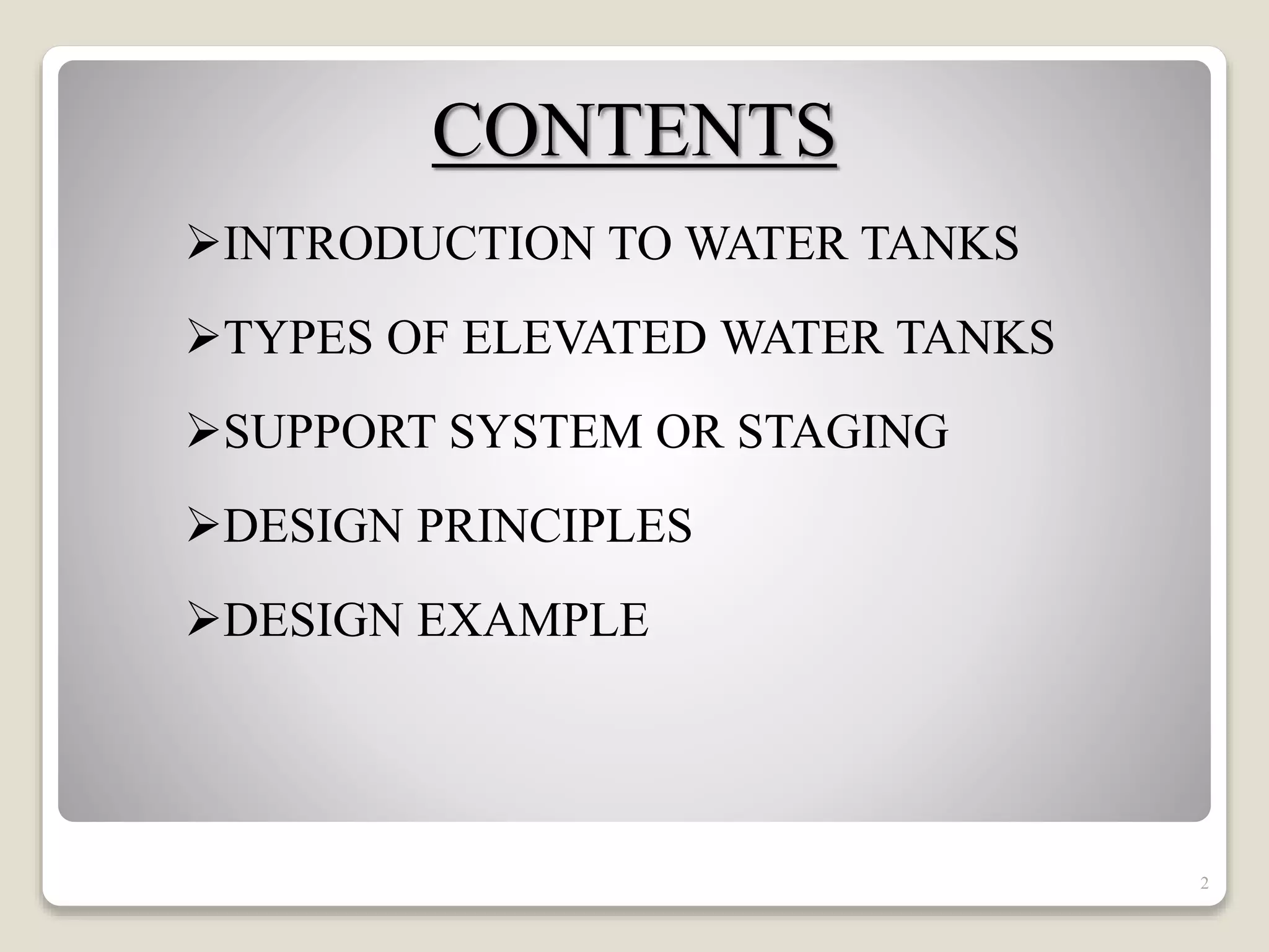 Flat bottom Overhead Water tank | PPTX