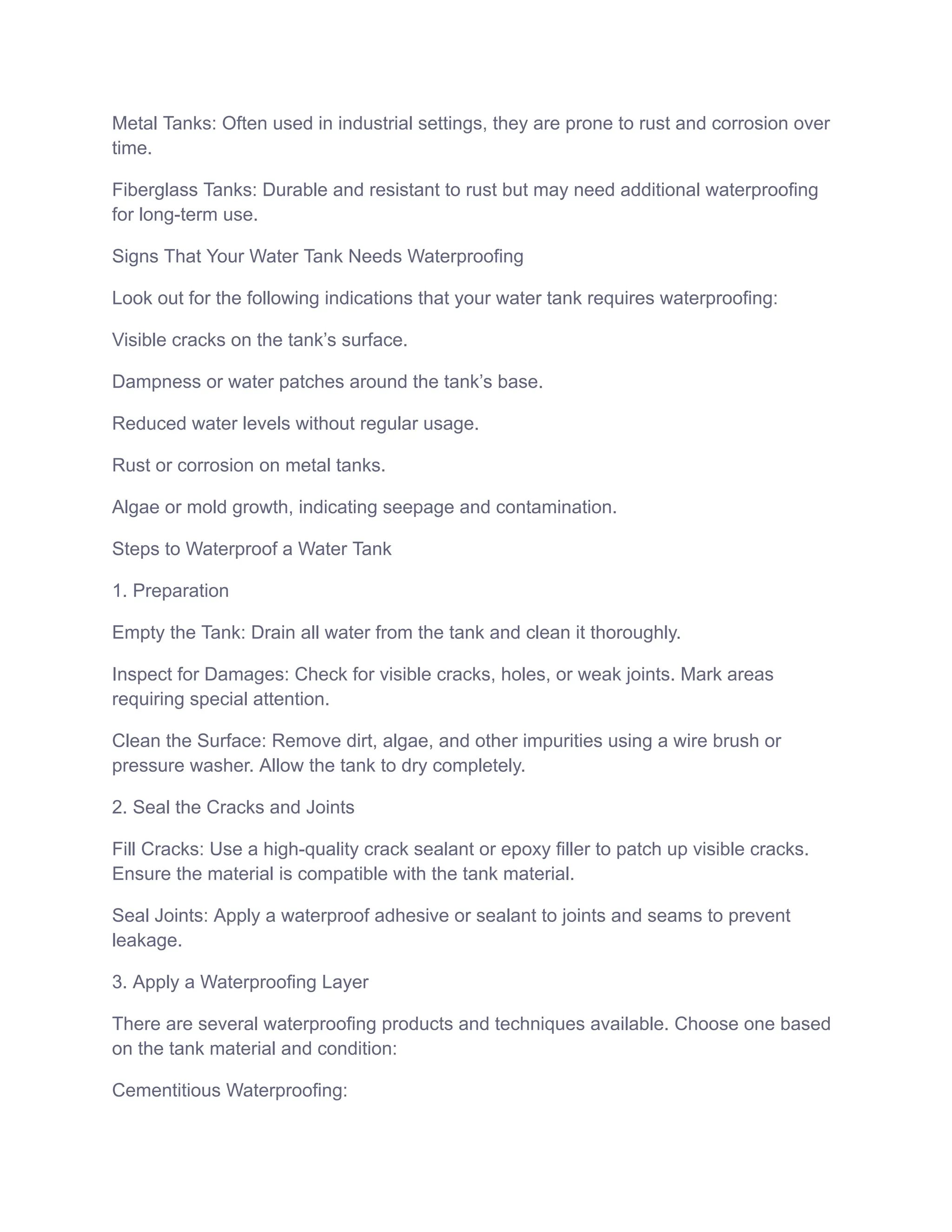 waterproofing for water tank ........... | PDF