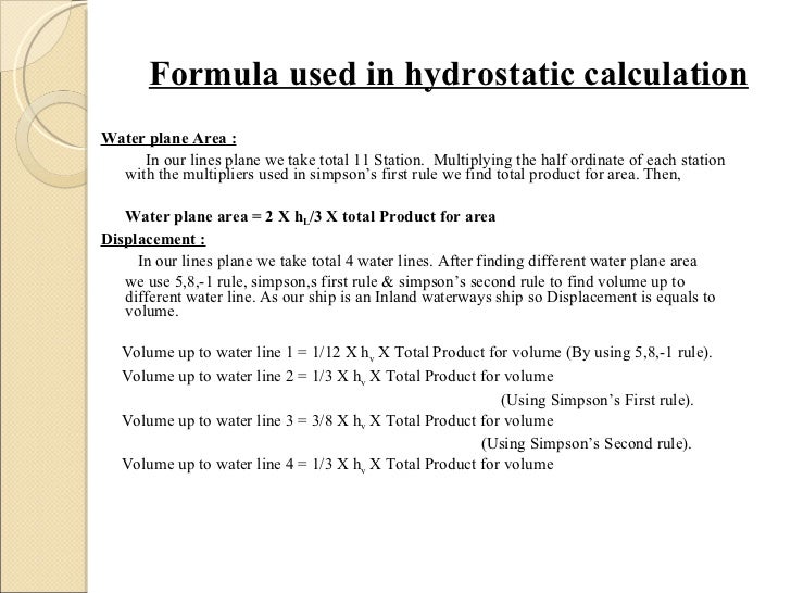 Fluid Displacement Formula