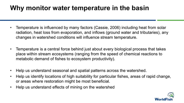 Water Temperature Monitoring using Field Sensors (Data Loggers) in the ...