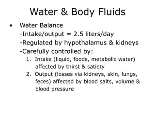 Water and Body Fluids Balance Osmolarity | PPT