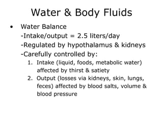 Water & The Body Fluids IN CELLLS OF ANIMAL | PPT