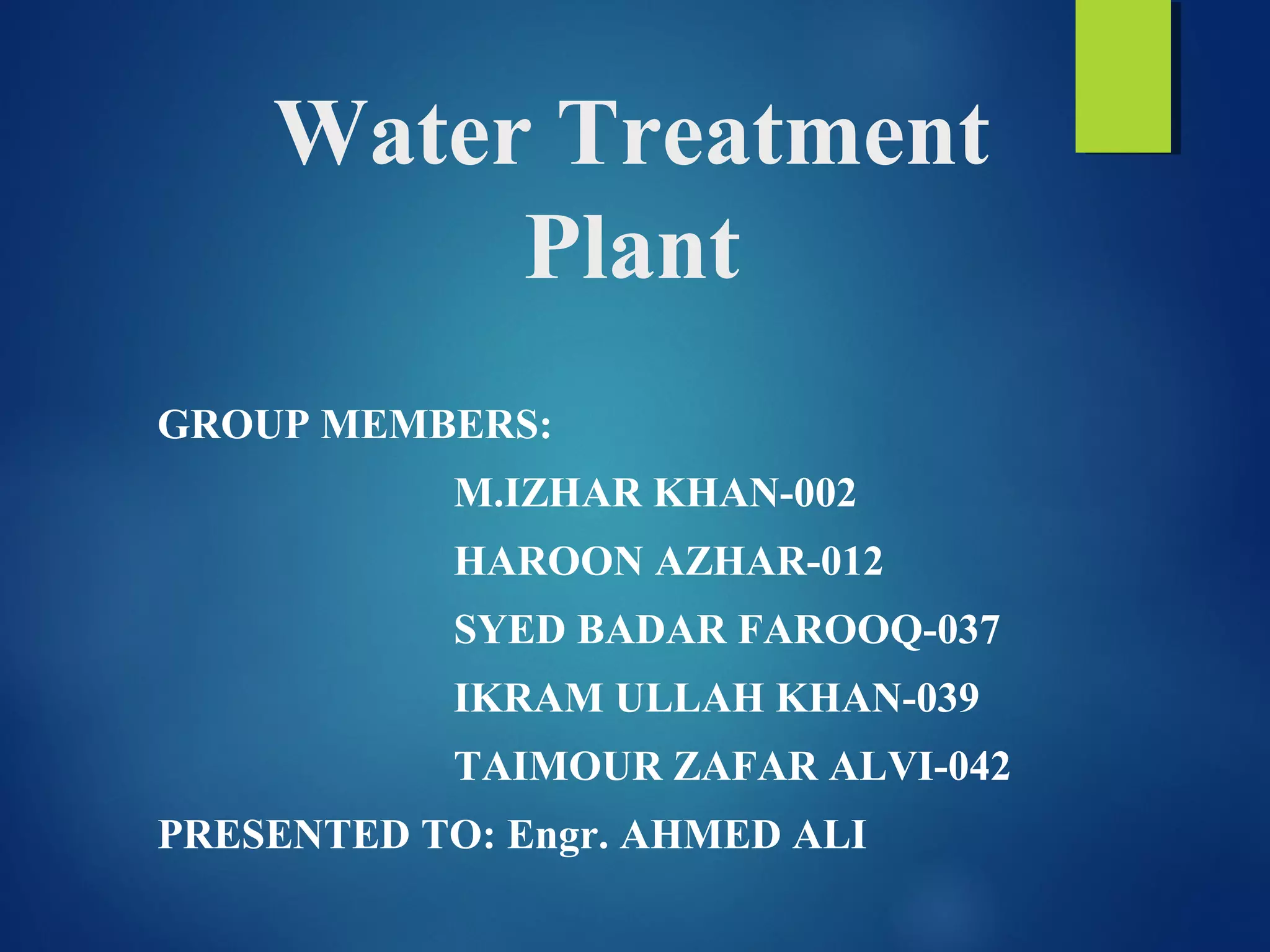 Water treatment plant of environmental engineering | PPT