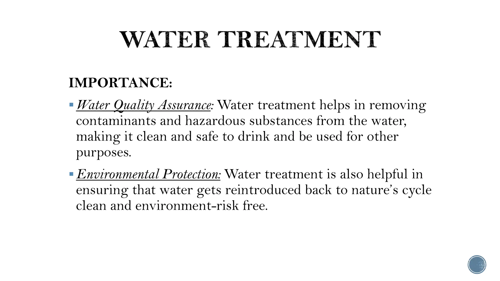 WATER TREATMENT presentation related to green chemistry and ...
