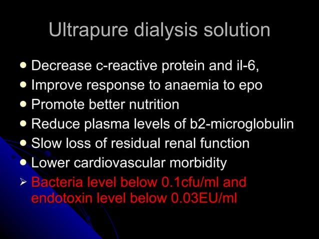 Water treatment and quality control of dialysate. | PPT