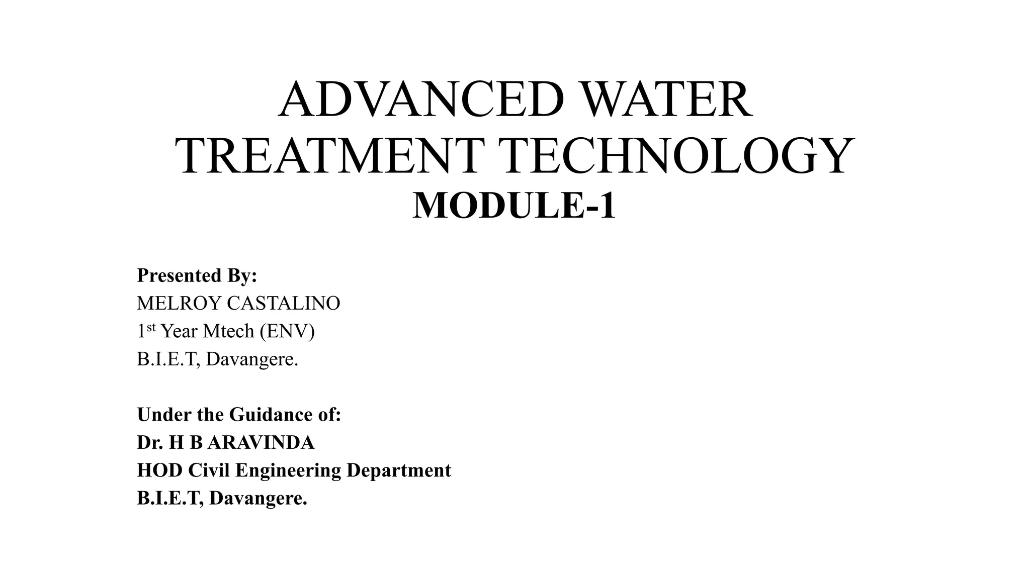 Water treatment introduction | PPT