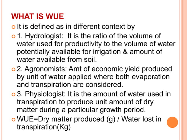 Water use effeciency intrinsic water use effeciency as a drought ...