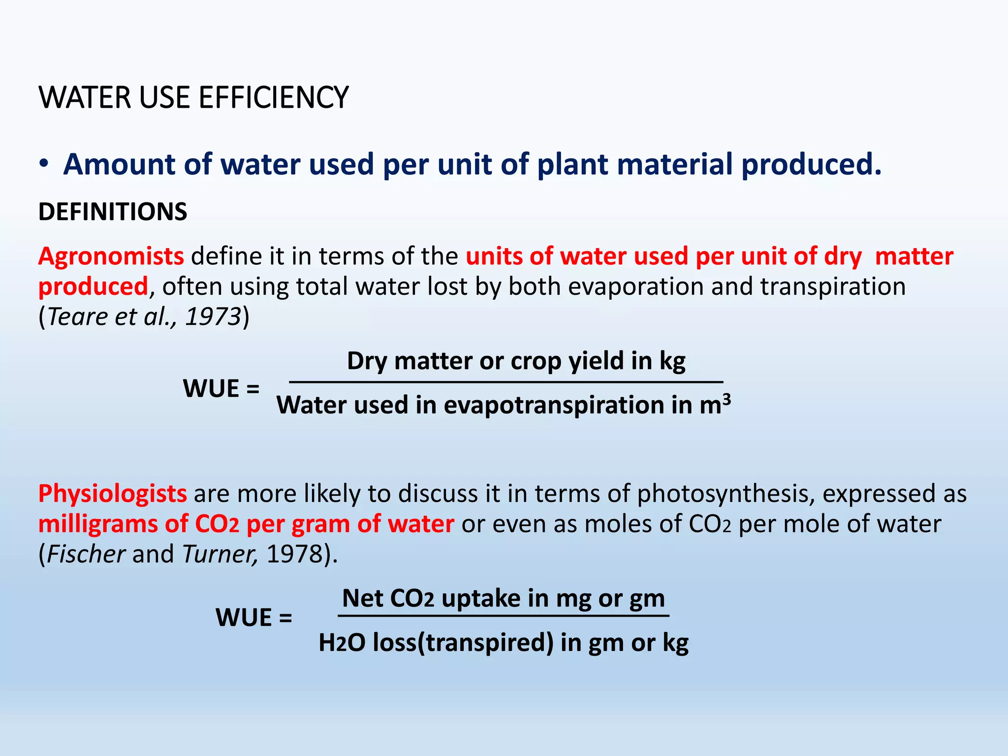 Water use efficiency in plants | PPTX