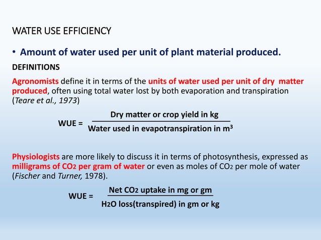 Water use efficiency in plants | PPTX | Agriculture | Industries