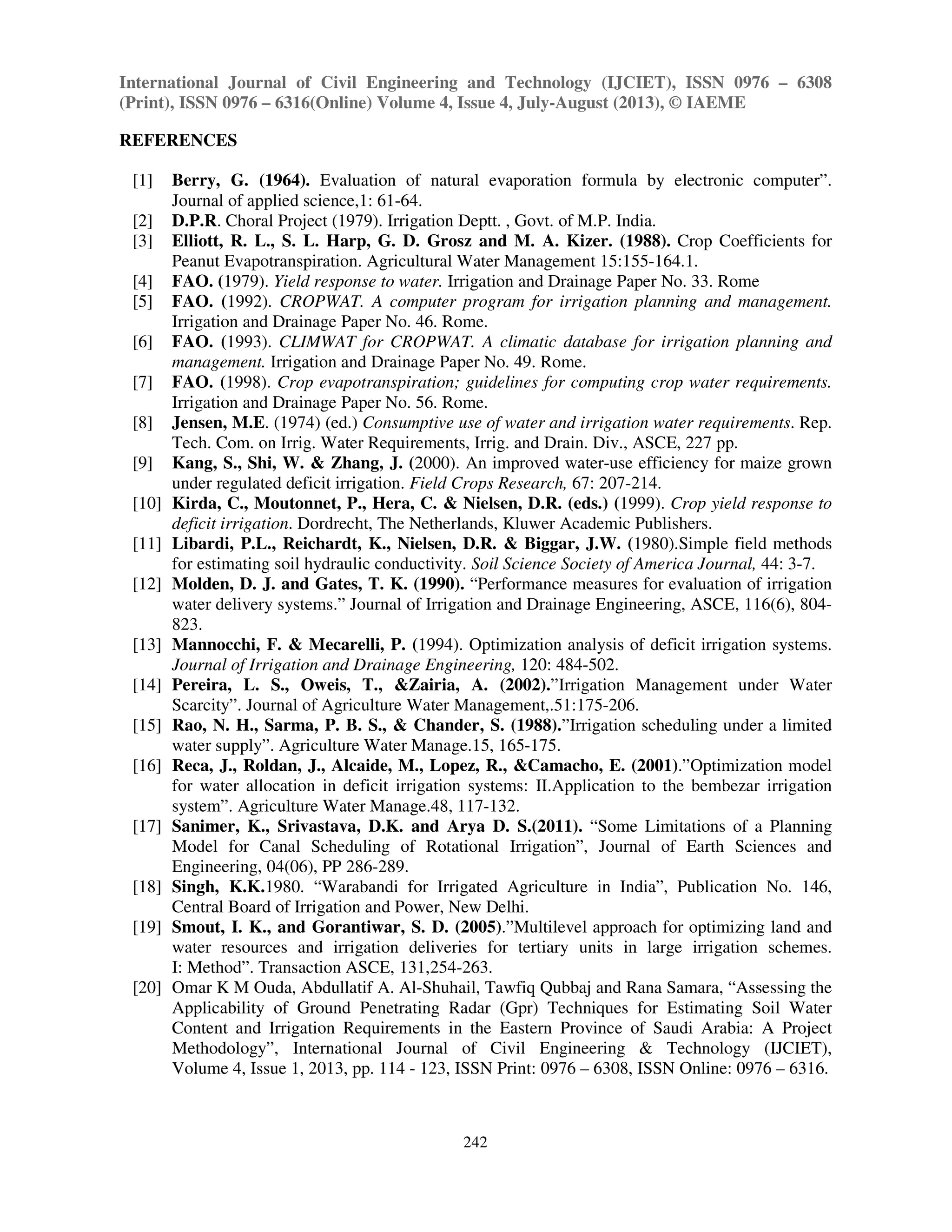 Water Use Management Considering Single And Dual Crop Coefficient Concept Un Pdf