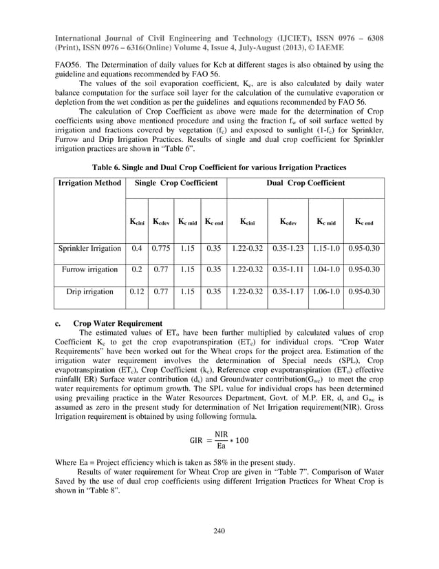 Water Use Management Considering Single And Dual Crop Coefficient Concept Un Pdf