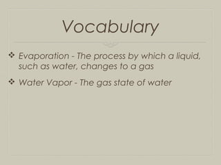 Water vapor vocabulary Inv. 3-1 | PPT