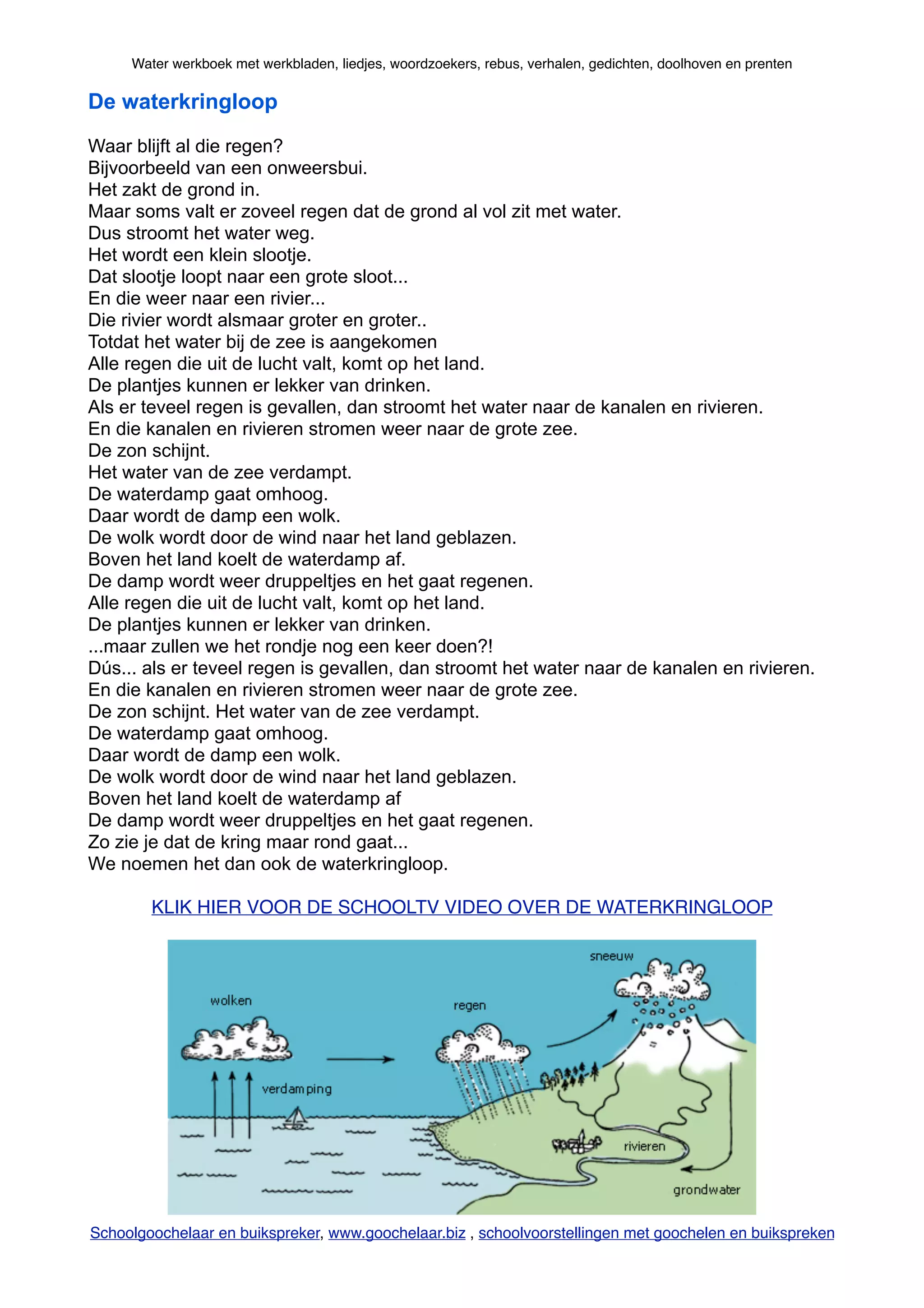 Water werkboek met water thema werkbladen van schoolgoochelaar en ...