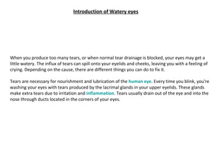 Watery eyes | PPT