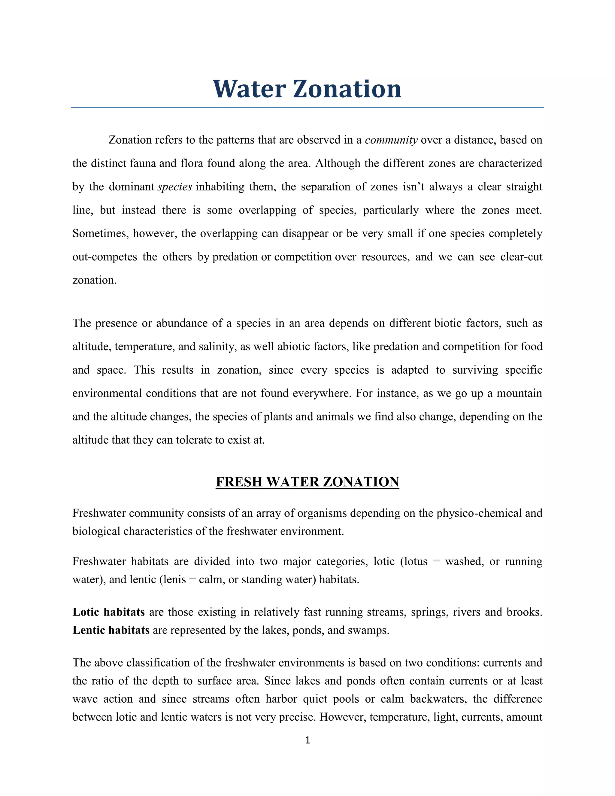 Water zonation | PDF