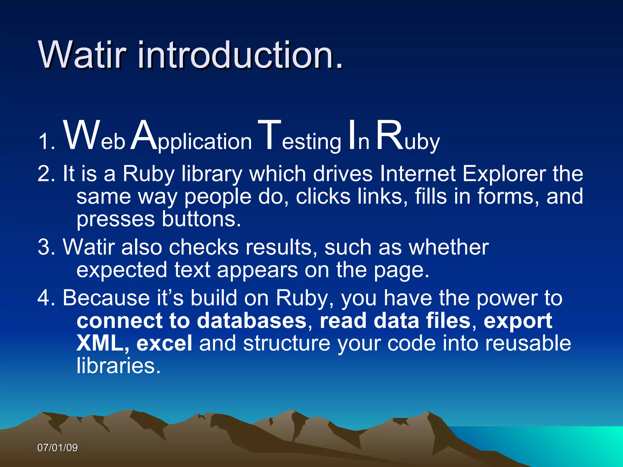 What you can do In WatiR | PPT