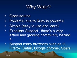 What you can do In WatiR | PPT