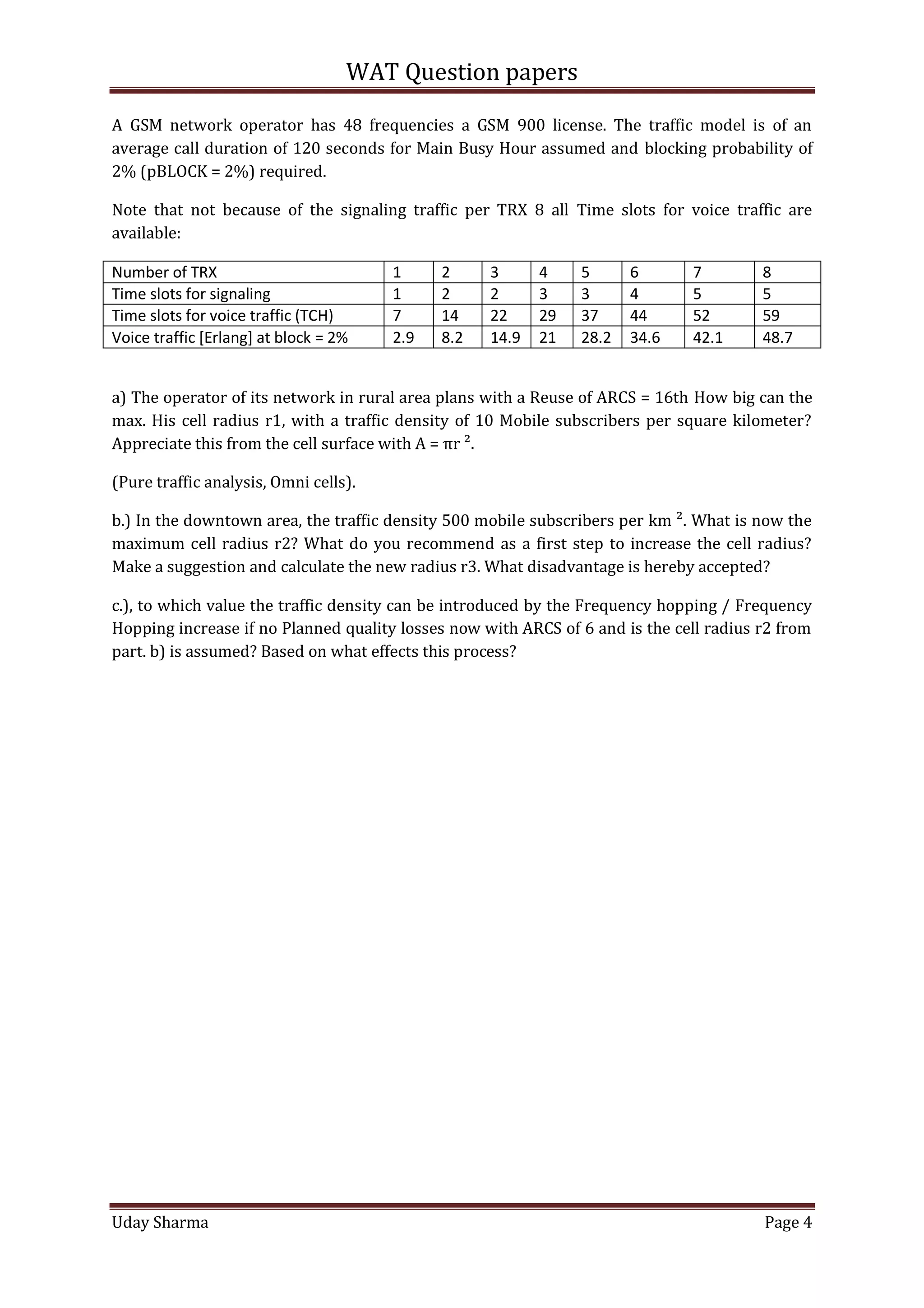 Wat question papers | PDF | Computer Networking | Computing