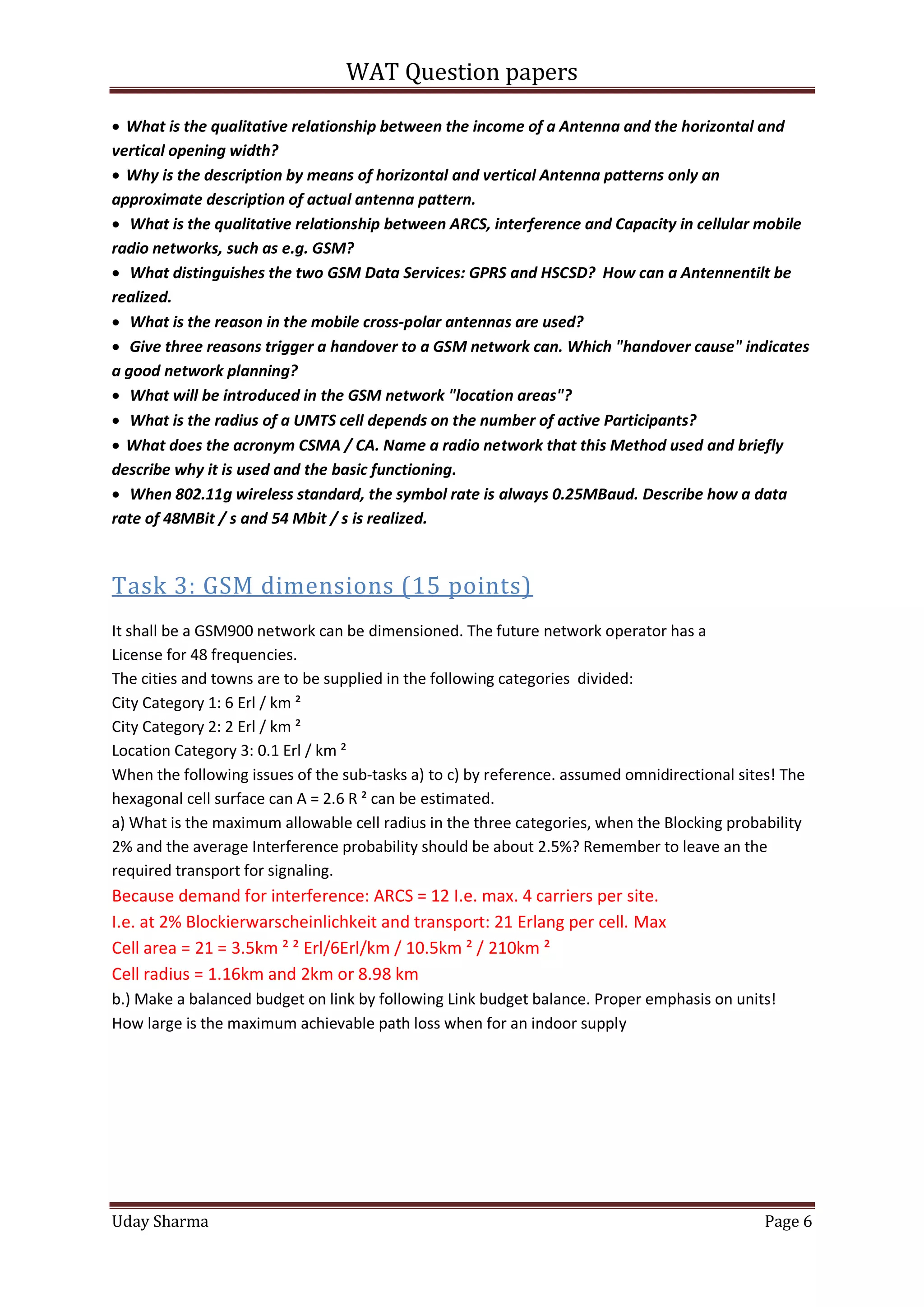 Wat question papers | PDF | Computer Networking | Computing