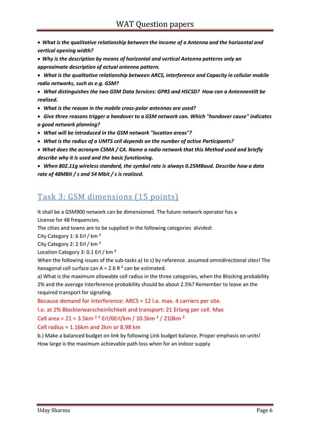 Wat question papers | PDF | Computer Networking | Computing