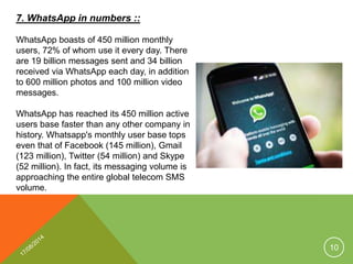 Whatsapp ( history , fb allience and intresting facts about whatsapp) | PPT