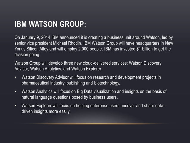 Watson - a supercomputer | PPT