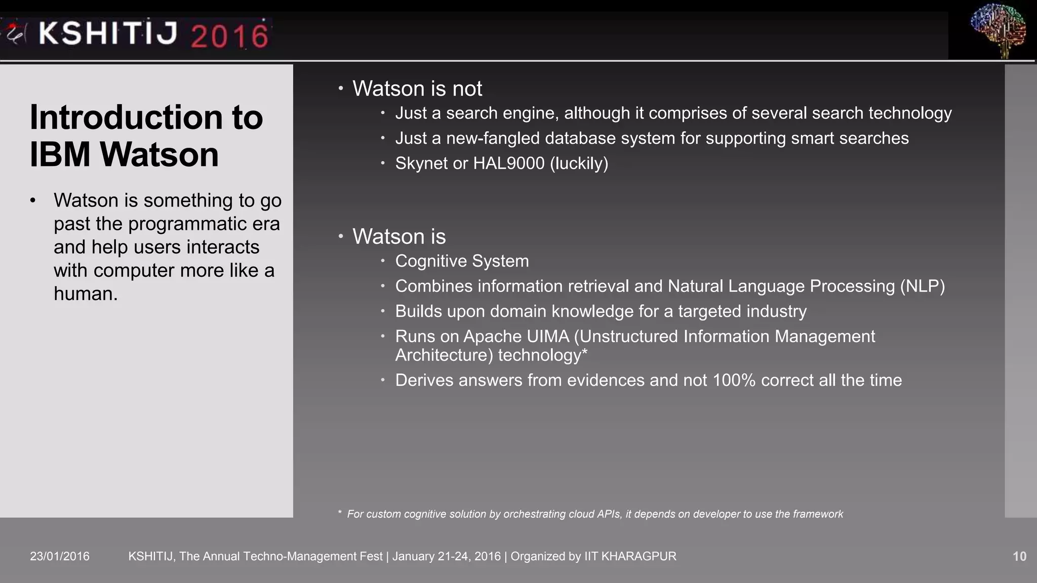 Cognitive Era and Introduction to IBM Watson | PPT