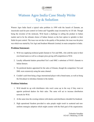 Watson agro India case study write up | PDF