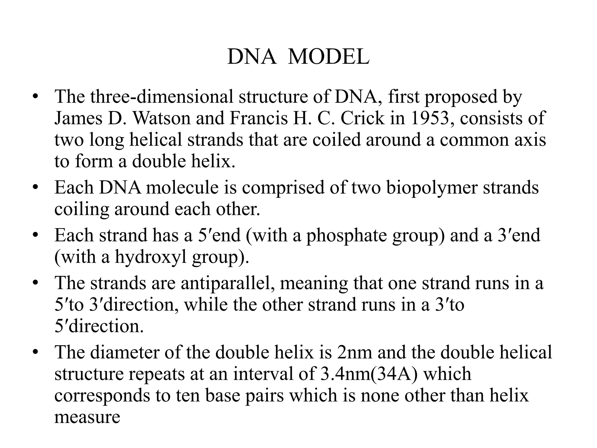 watson and crick model of DNA(molecular biology) | PPTX