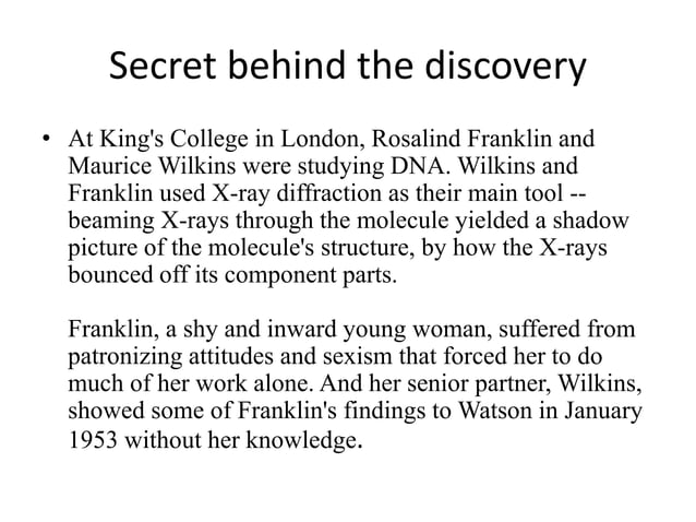 watson and crick model of DNA(molecular biology) | PPTX | Chemistry ...