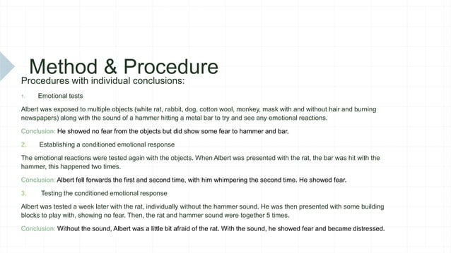 Watson and Rayner ppt. on Little Albert experiment | PPTX