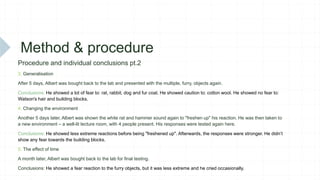 Watson and Rayner ppt. on Little Albert experiment | PPTX