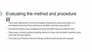 Watson and Rayner ppt. on Little Albert experiment | PPTX