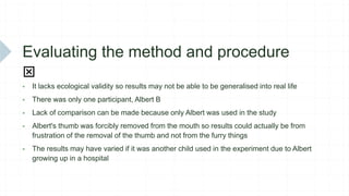 Watson and Rayner ppt. on Little Albert experiment | PPTX