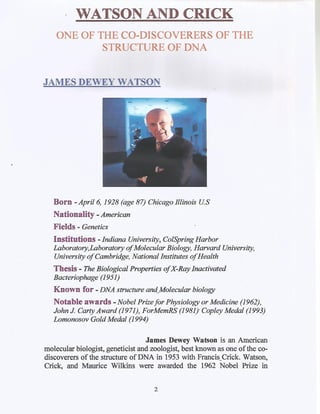 Watson & crick | PDF | Chemistry | Science