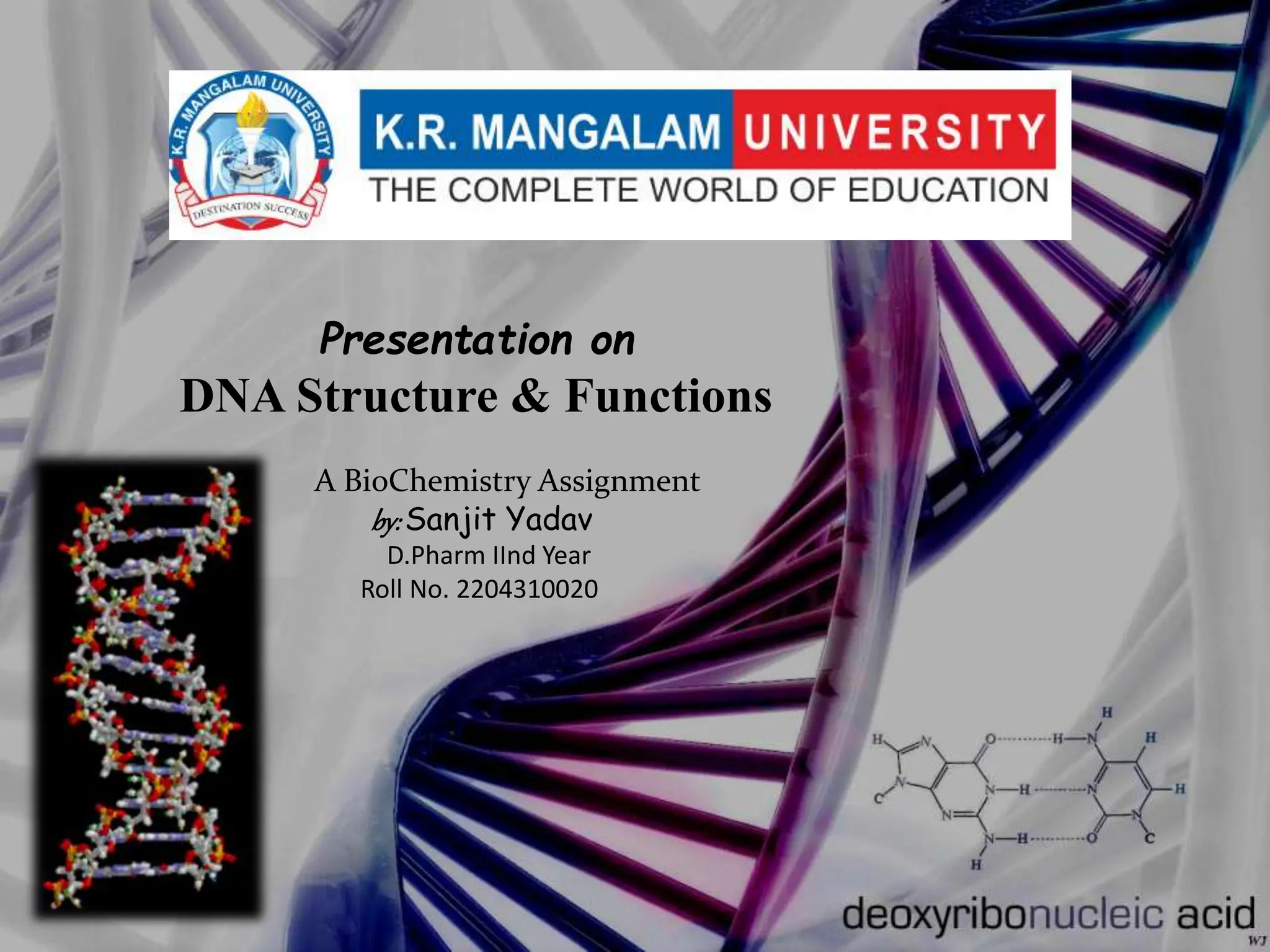 Watson and Crick DNA model, Nucleic acids, Nucleotides, Nucleosides, Pyrimidine Purine base ...