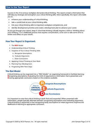 Watson Glaser Development Report | PDF