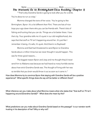 Watsons Close Reading | PDF