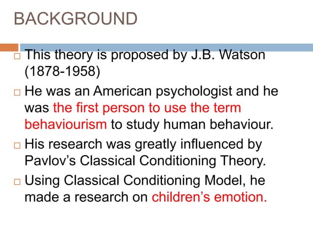 Watson’s conditioning theory | PPTX | Science